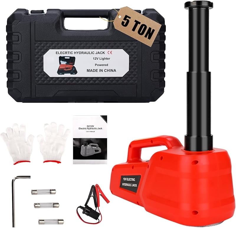 Electric Car Jack 5 Ton 12V Floor Jack with Inflator Pump Portable ...