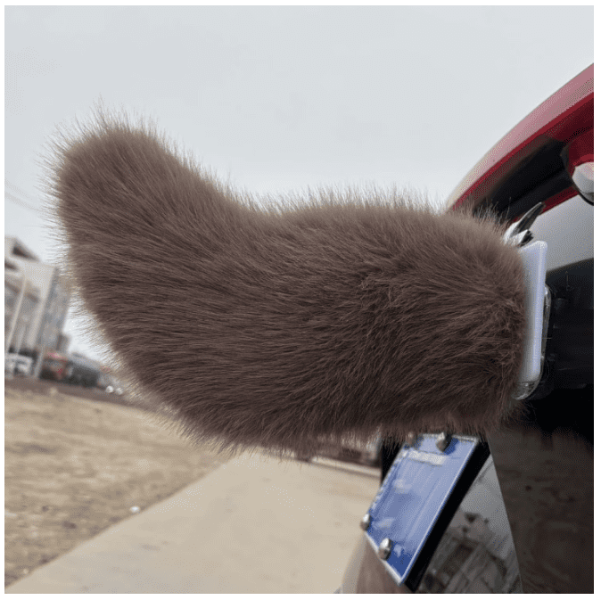 Electric Car Tail Cute Fuzzy Tail Car Decoration Adhesive Base Snap-On ...