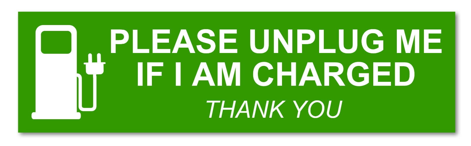 Electric Car Vehicle EV Charging / Unplug Charged Vinyl Bumper Sticker ...