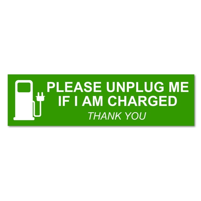 Electric Car Vehicle EV Charging / Unplug Charged Vinyl Bumper Sticker ...