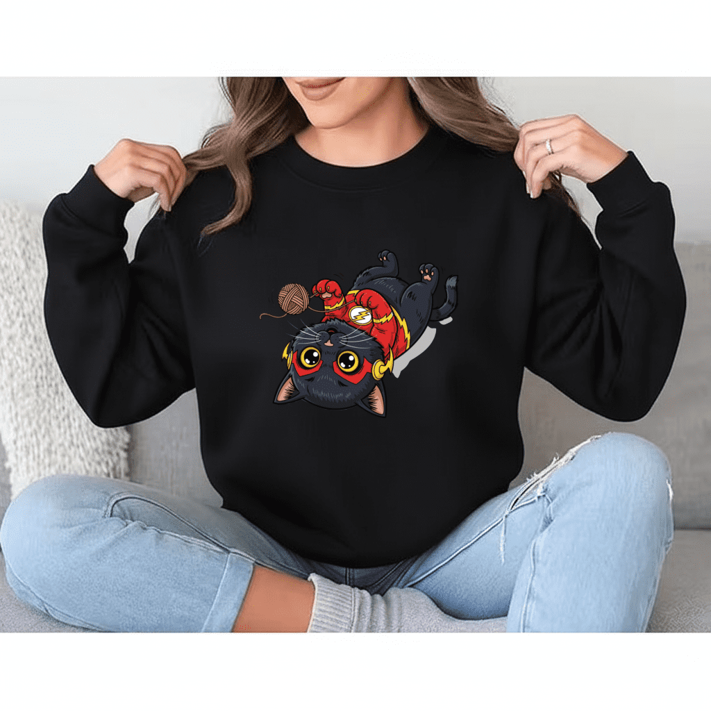 Electric Cat Humor Lightning Bolt Pet Lover Cartoon Art Unisex Sweatshirt up to size 5XL ...