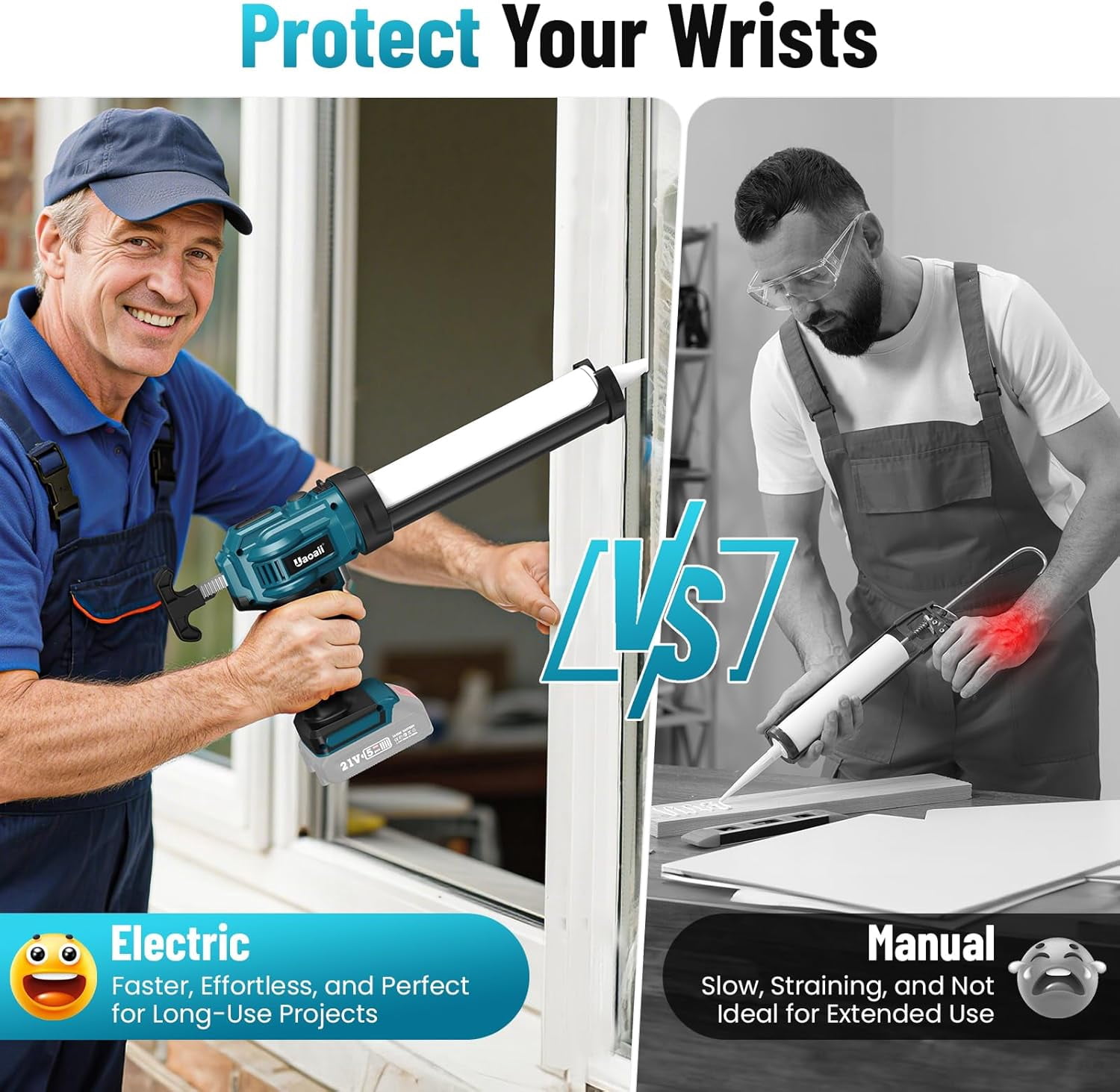 Electric Caulking Gun Compatible with Battery, 10 oz Cordless Caulk Gun ...