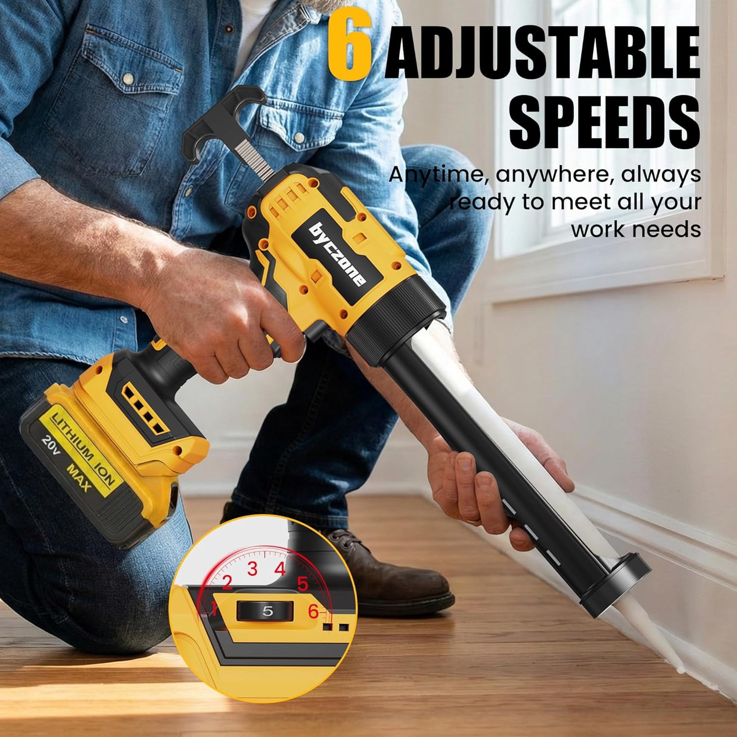 Electric Caulking Gun Compatible With Dewalt 20V Max Battery, 10 Oz ...