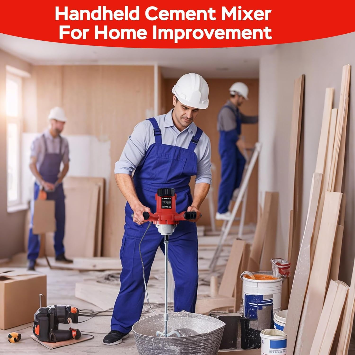 Electric Cement Concrete Mixer - 2300W Handheld Mud Mixer 6 Adjustable ...