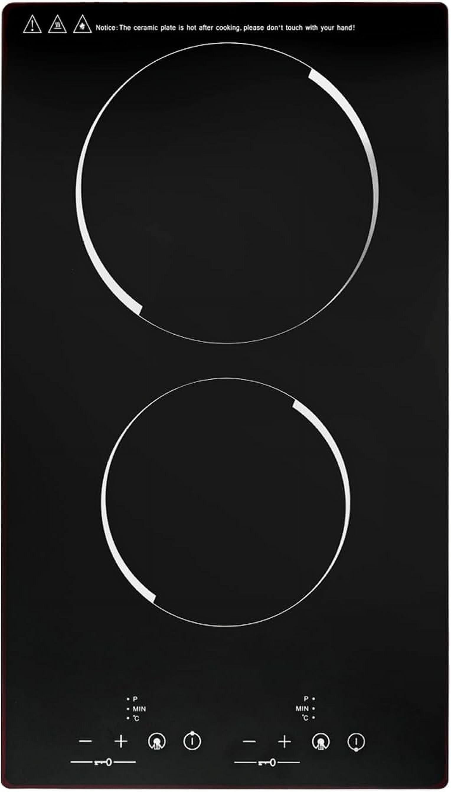 Electric Ceramic Cooktop, 20inch 2 Burner Electric Cooktop with Plug ...