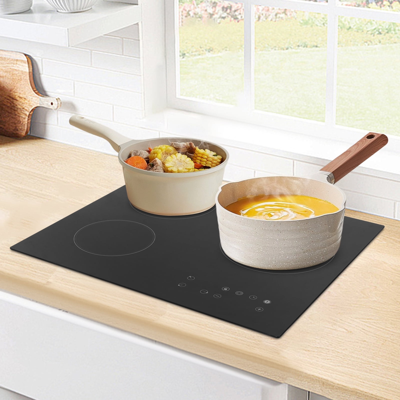 Electric Ceramic Cooktop, 24inch 3 Burners Electric Cooktop with Time Adjustable Function 9 ...