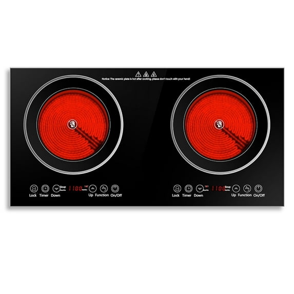 Electric Ceramic Cooktop,26.8 in 2 Burners Built-in Countertop Burners ...