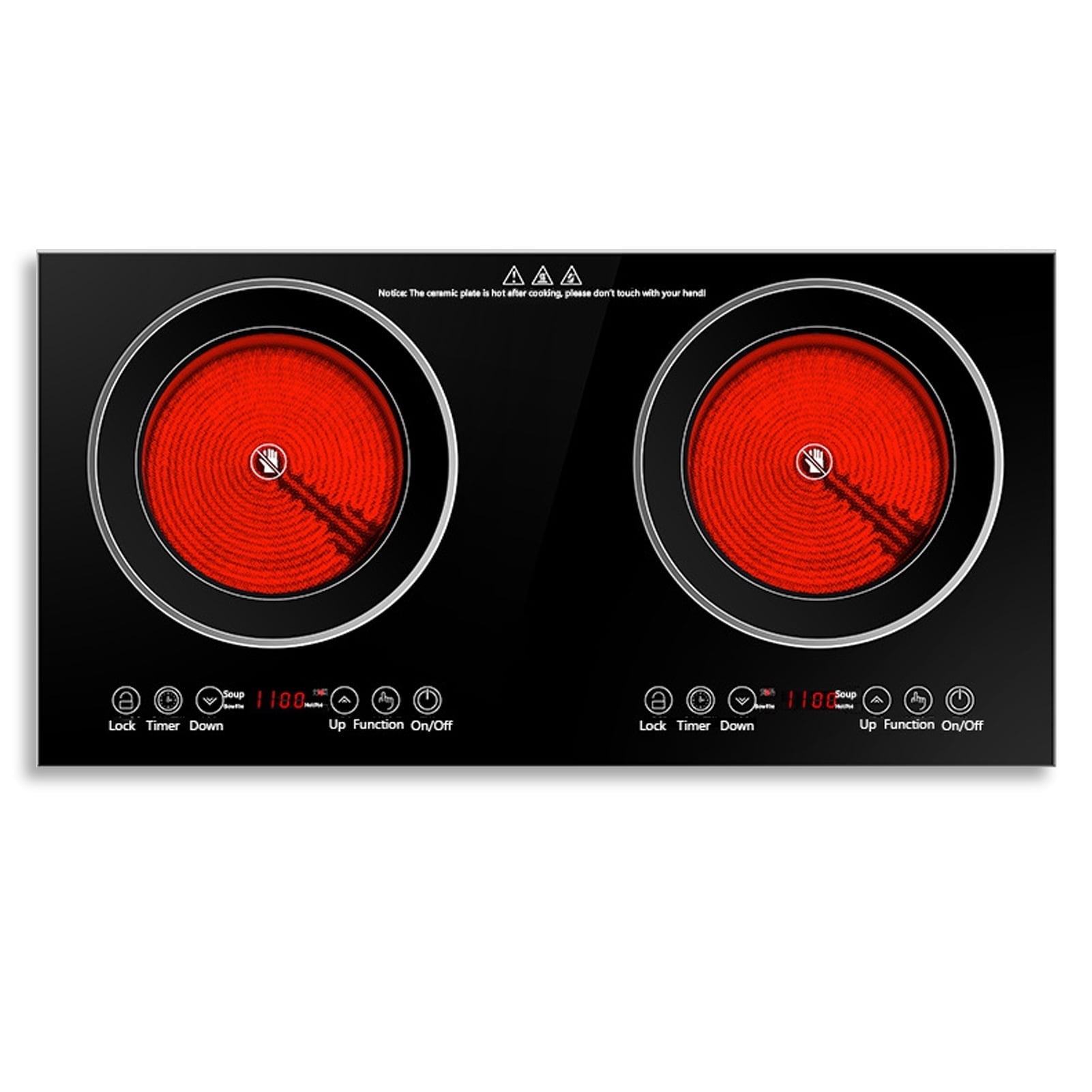 Electric Ceramic Cooktop,26.8 Inch 2 Burners Built-in Countertop ...