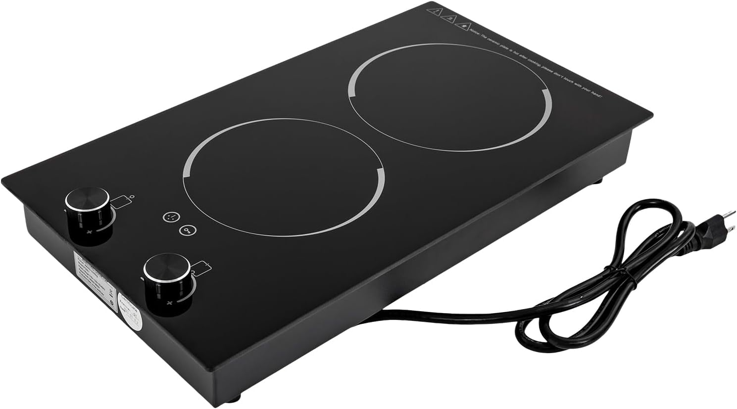 Electric Ceramic Cooktop with Timer,2 Burners Built-in Radiant Electric Stove Top with Child ...