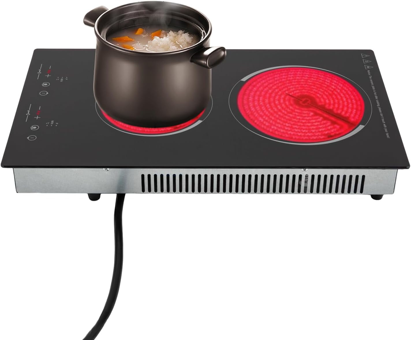 Electric Ceramic Cooktop with Timer,3 Burners Built-in Radiant Electric ...