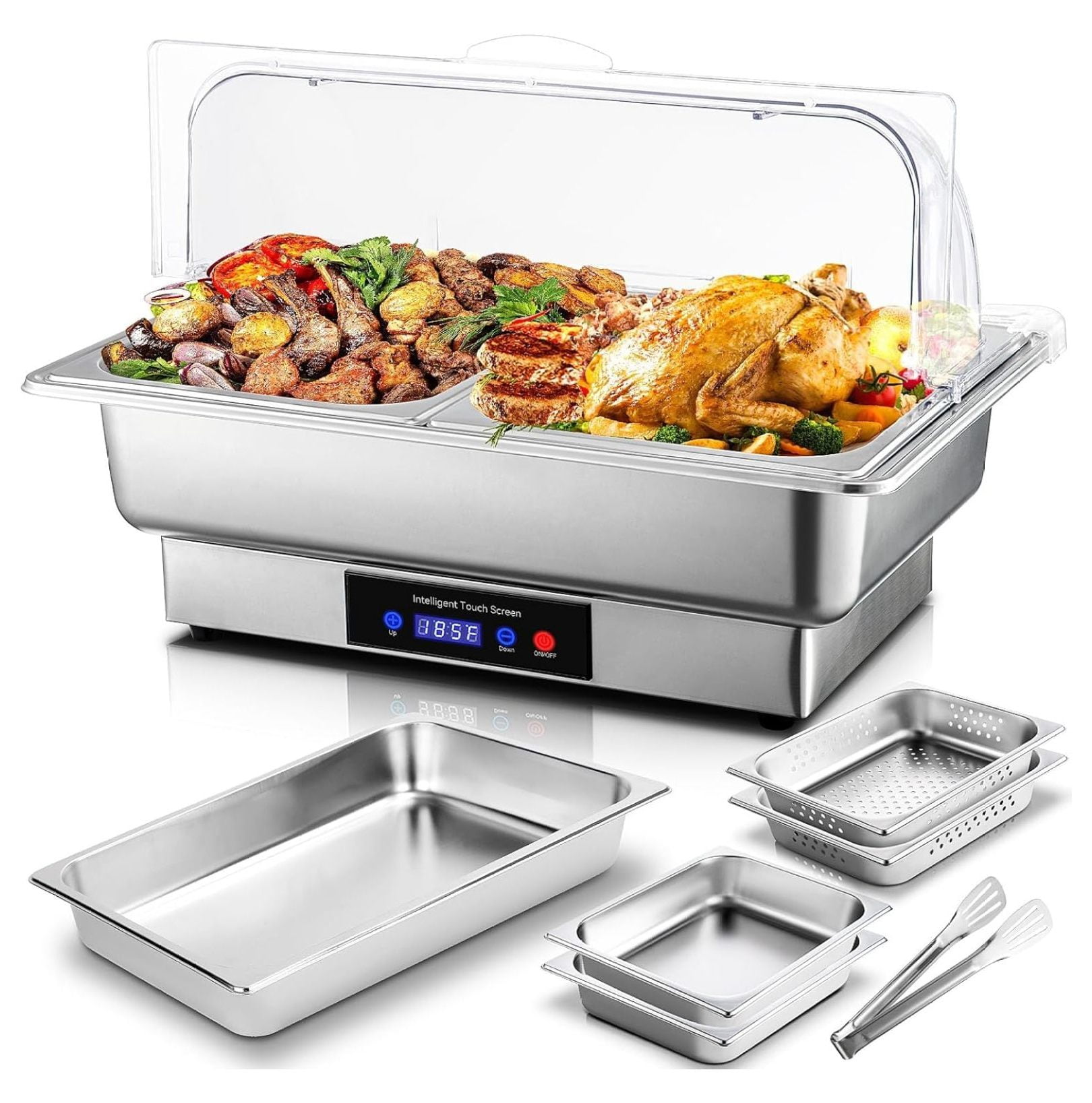 Electric Chafing Dish,9 QT Full Size with 4 x 4.5 QT Half Size Chafing ...