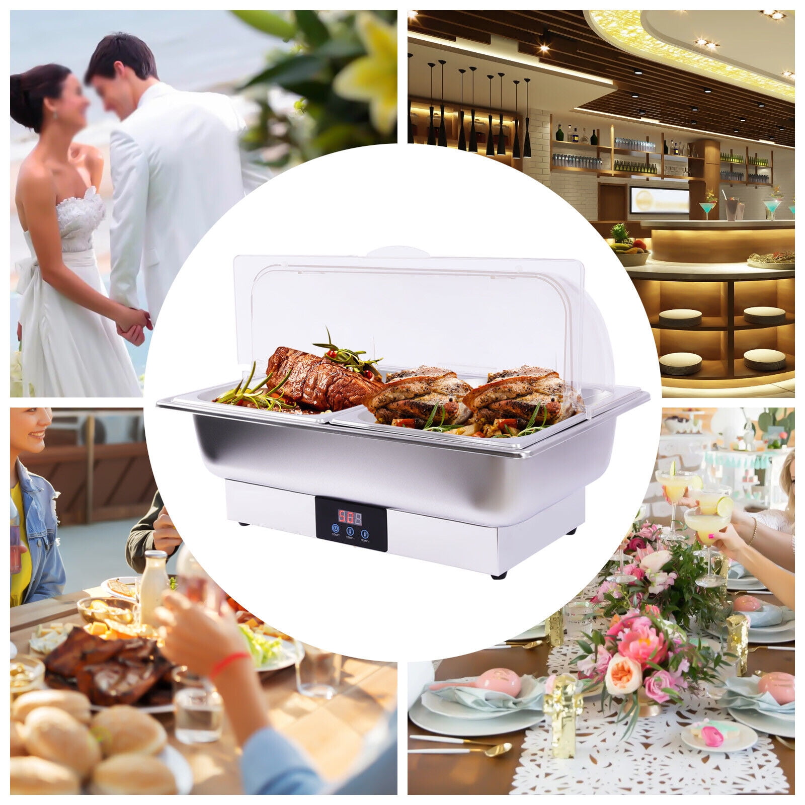 Electric Chafing Dish Buffet Set, 6QT Capacity with Adjustable ...