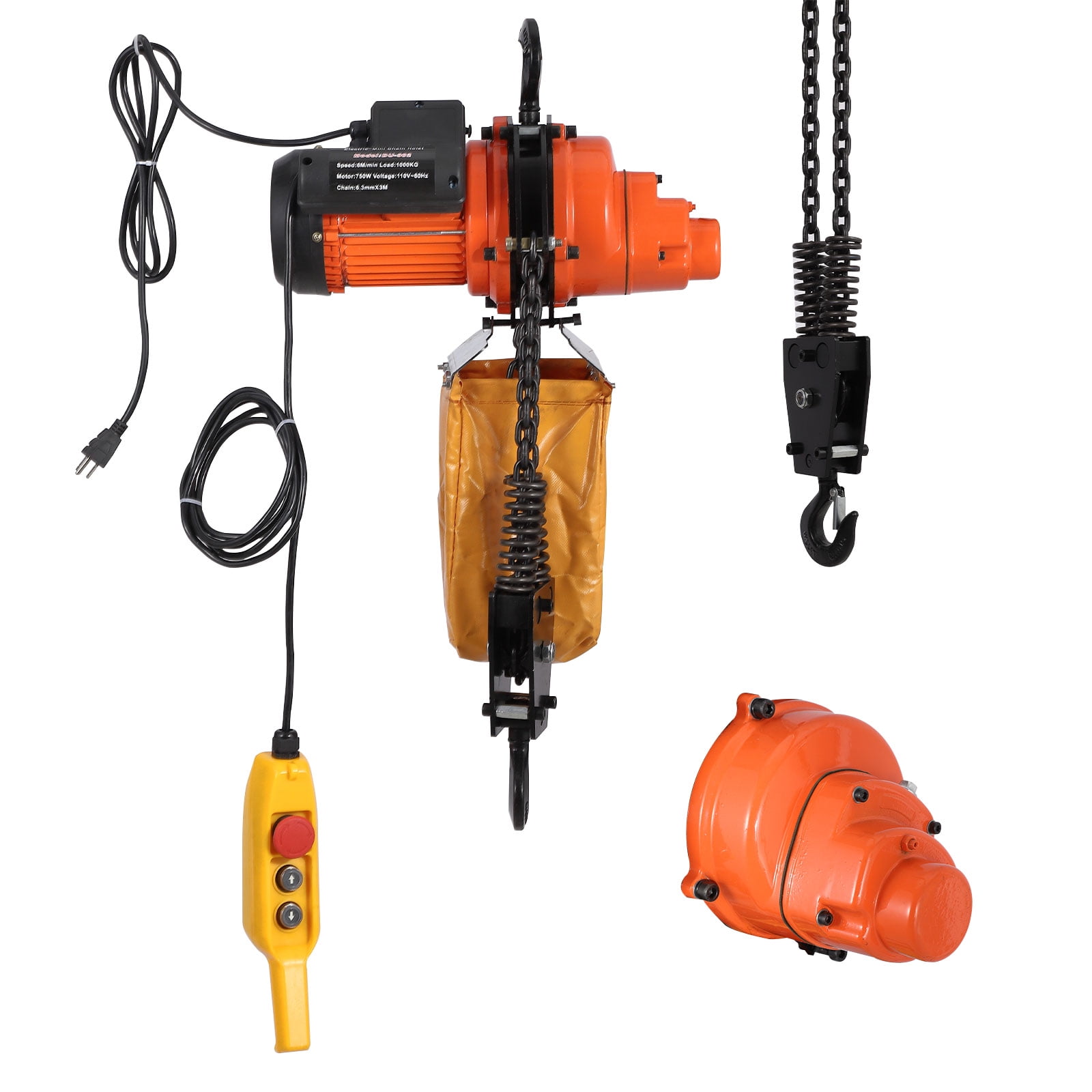 Electric Chain Hoist, 2200 Lbs 750W Double Chain Electric Lift Hoist ...