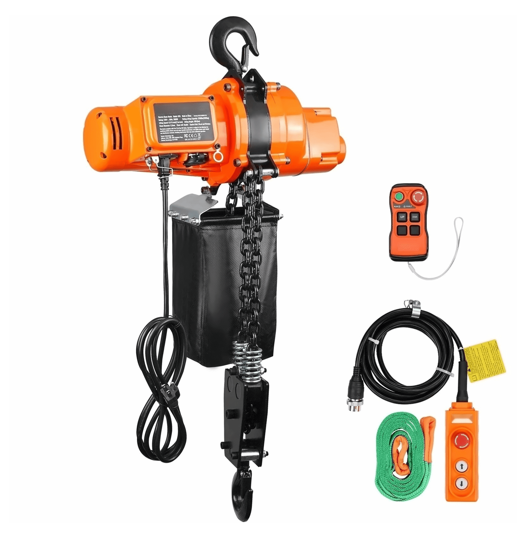 Electric Chain Hoist 2200lbs 20ft, Single Phase Crane Hoist for Garage ...