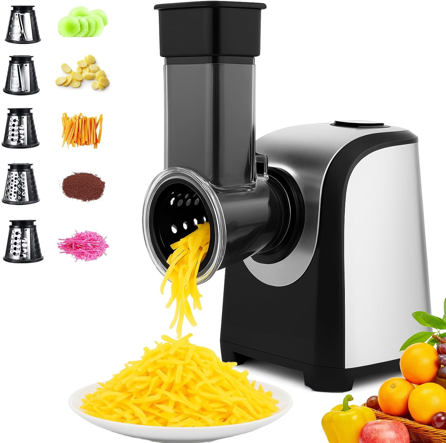 Electric Cheese Grater 150W Salad Maker 5 Different Shapes of Blades ...