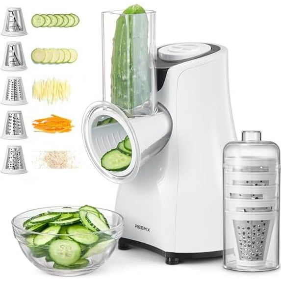 Electric Cheese Grater, 5 Multi Blade Cheese Shredder Salad Maker, One ...