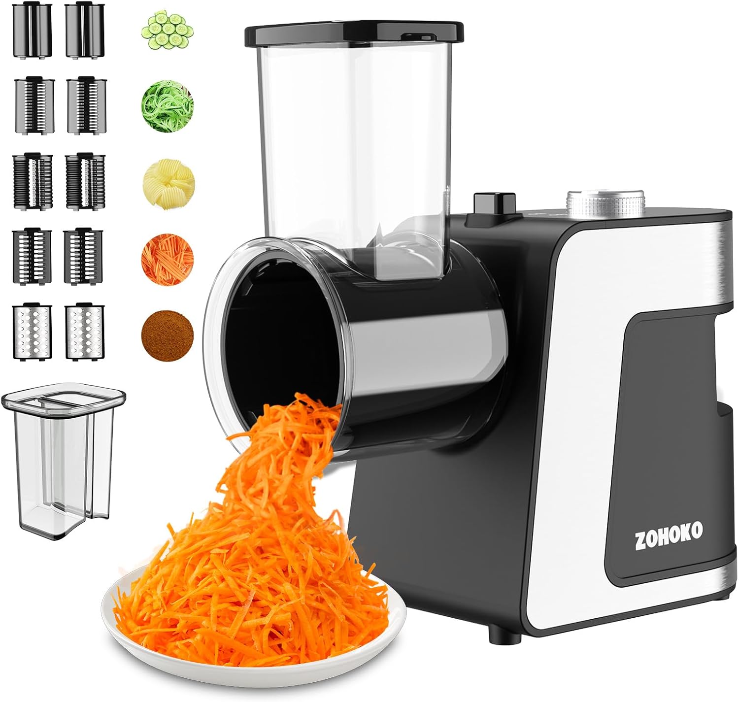Electric Cheese Grater 5-in-1, 250W Professional Automatic Shredder ...