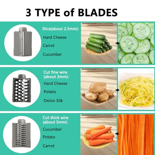 Electric Cheese Grater,Salad Maker With 3 Different Shapes of Blades ...