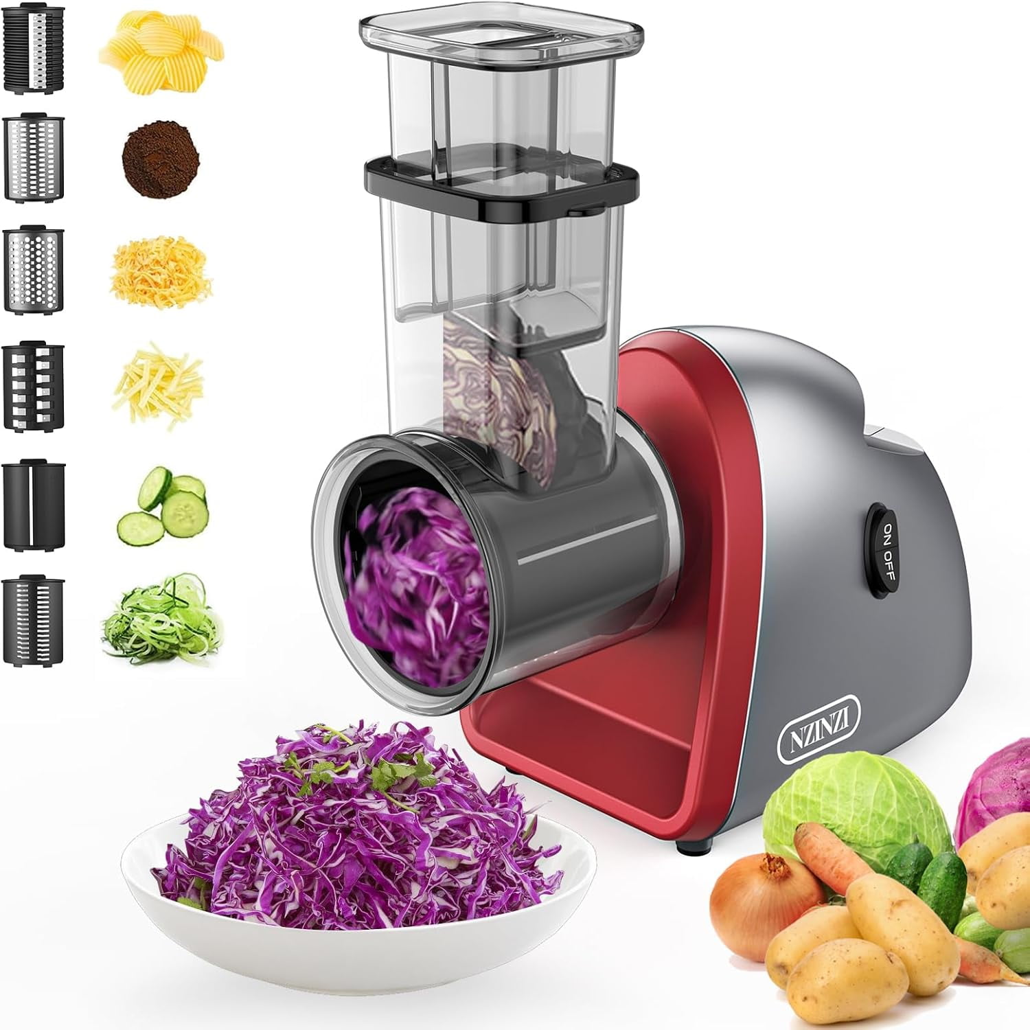 Electric Cheese Grater with 6 Different Shapes of Blades for Home ...