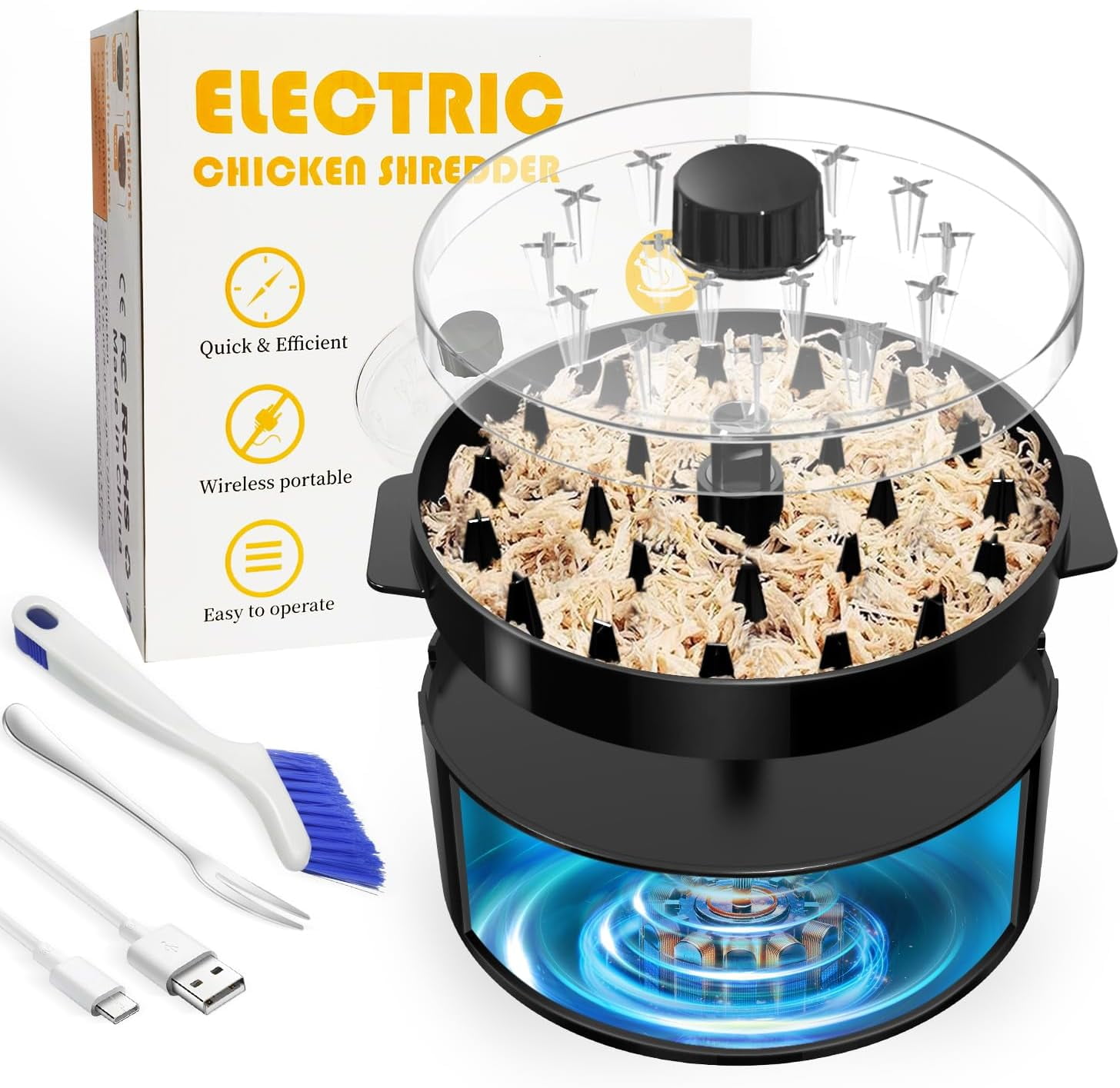 Electric Chicken Shredder, Automatic Meat Shredder Tool Twist, USB ...