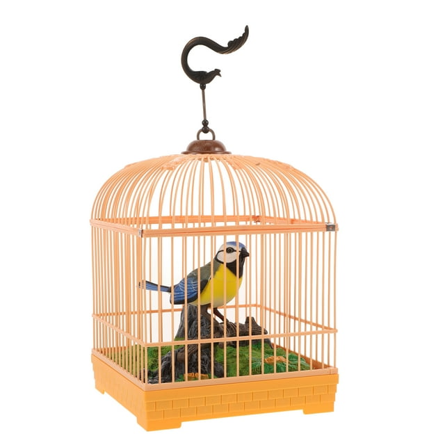 Electric Chirping Bird Toy with Cage Realistic Sounds Motion Activated ...