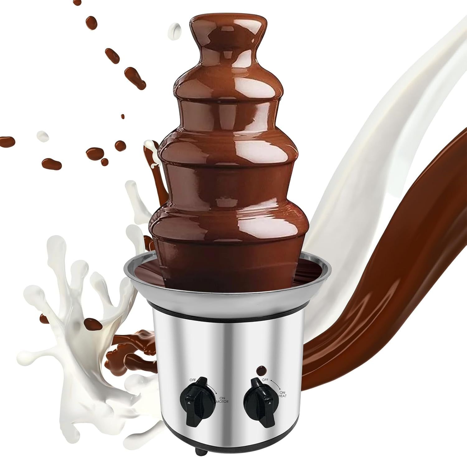 Electric Chocolate Fondue Fountain Machine 4 Tier Stainless Steel 4 ...