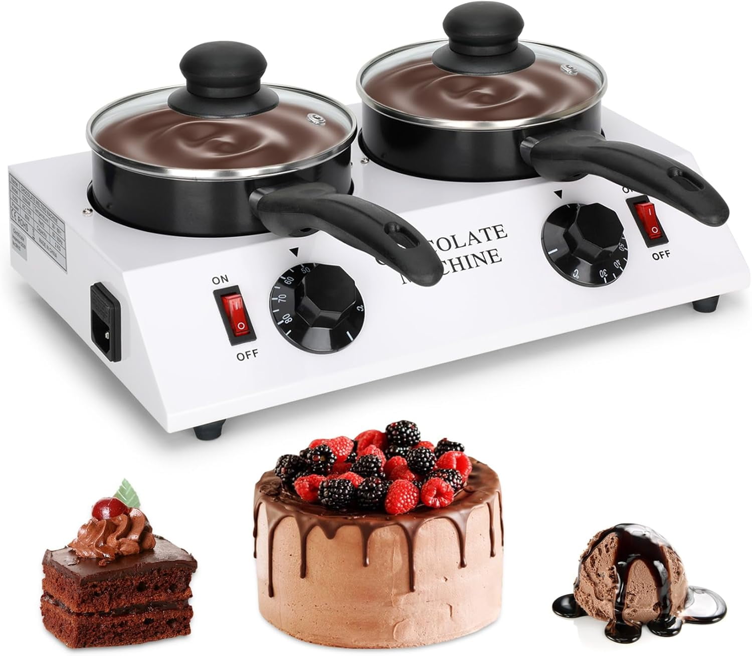 Electric Chocolate Melting and Tempering Machine with Double Pot for ...