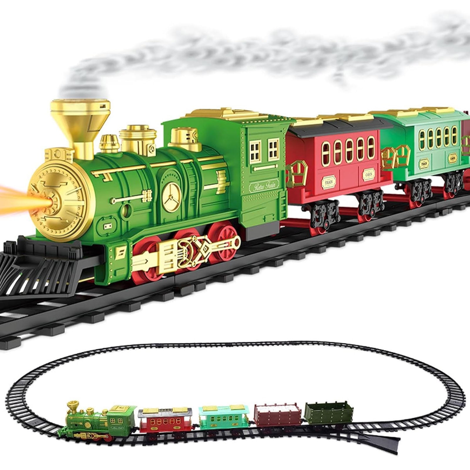 Electric Christmas Train Set with Lights, Sounds & Steam – Classic ...