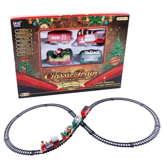 Electric Christmas Train Set Toy With Railway Tracks Sound And Lights ...