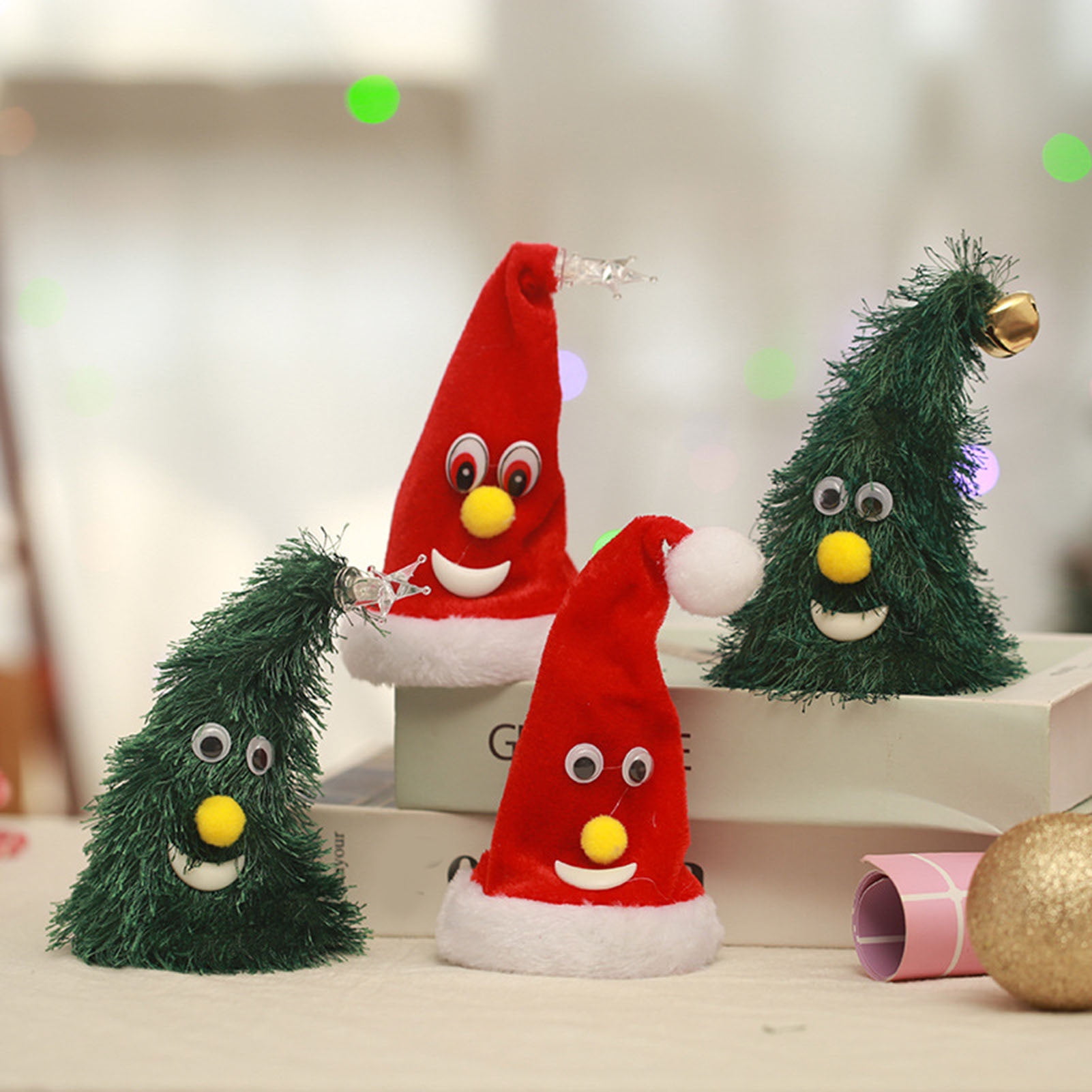 Electric Christmas Tree Swing Santa Hat Battery Powered Festive ...