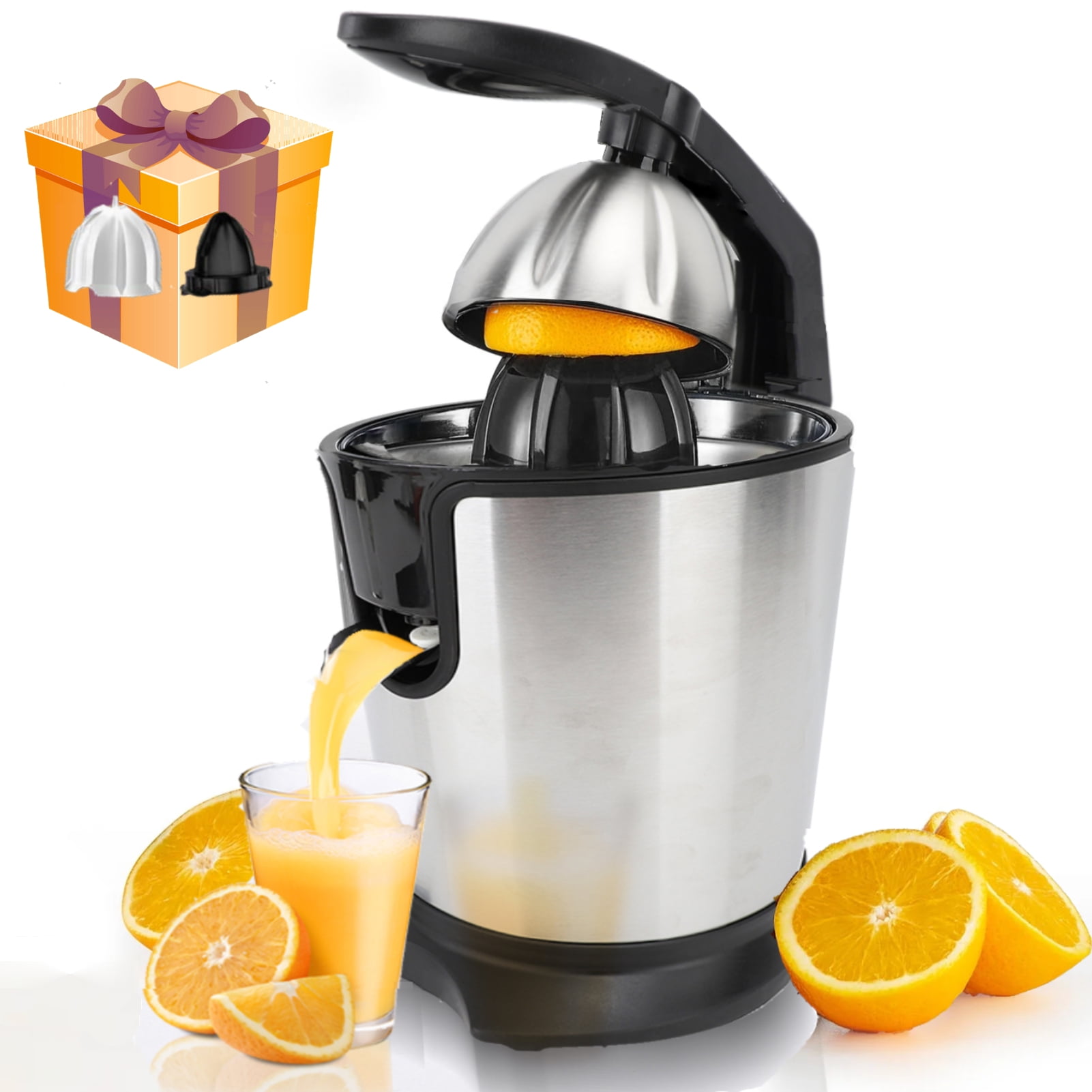 Fyydes Electric Citrus Juicer, Ultra Strong Motor, Stainless Steel, Two ...