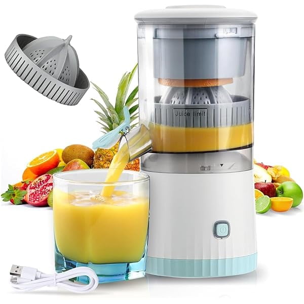 Electric Citrus Juicer, Rechargeable Juicer Machine with USB Cable and Cleaning Brush, Orange ...