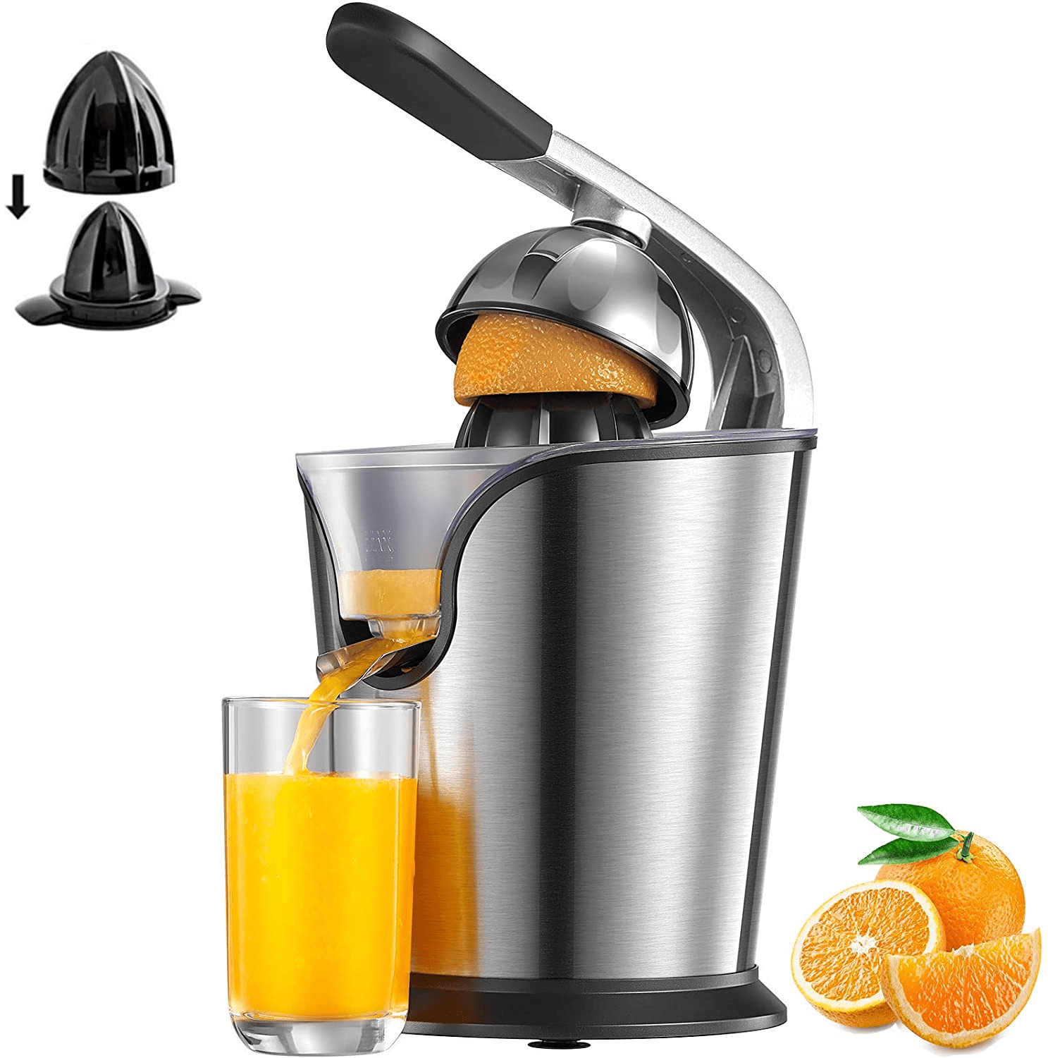 Aiheal 160W Electric Citrus Juicer, Rubber Handle, Two Size Cones for ...