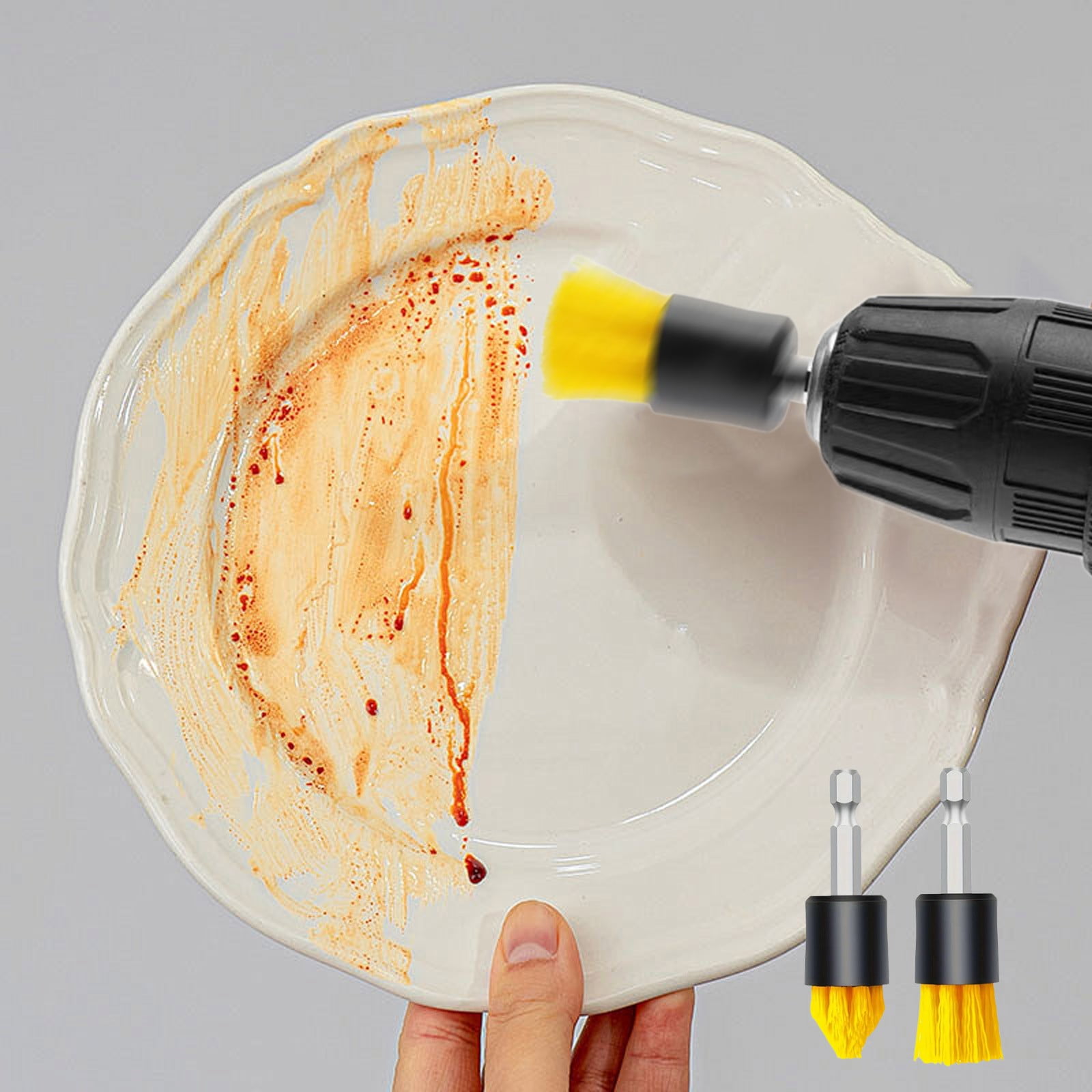 Electric Cleaning Brush Set - Drill Brush Attachment Set - 2 Tapered ...