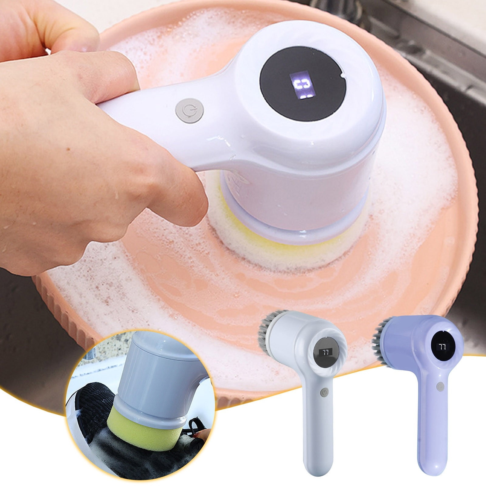 Electric Cleaning Brush Set | Handheld Kitchen Scrubber | 5 Replaceable ...