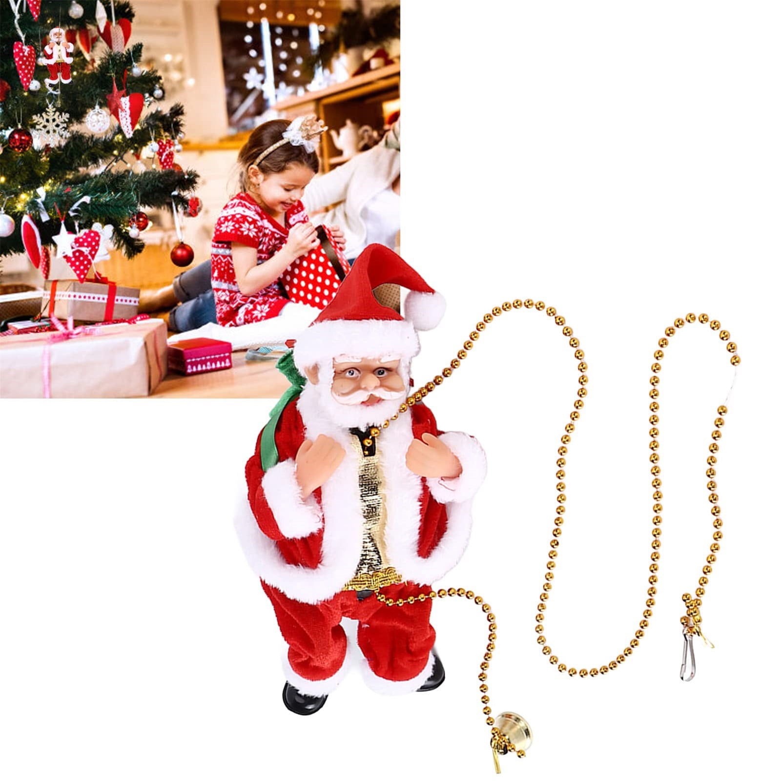 Electric Climbing Santa Claus On Beads Chain Musical Moving Christmas ...