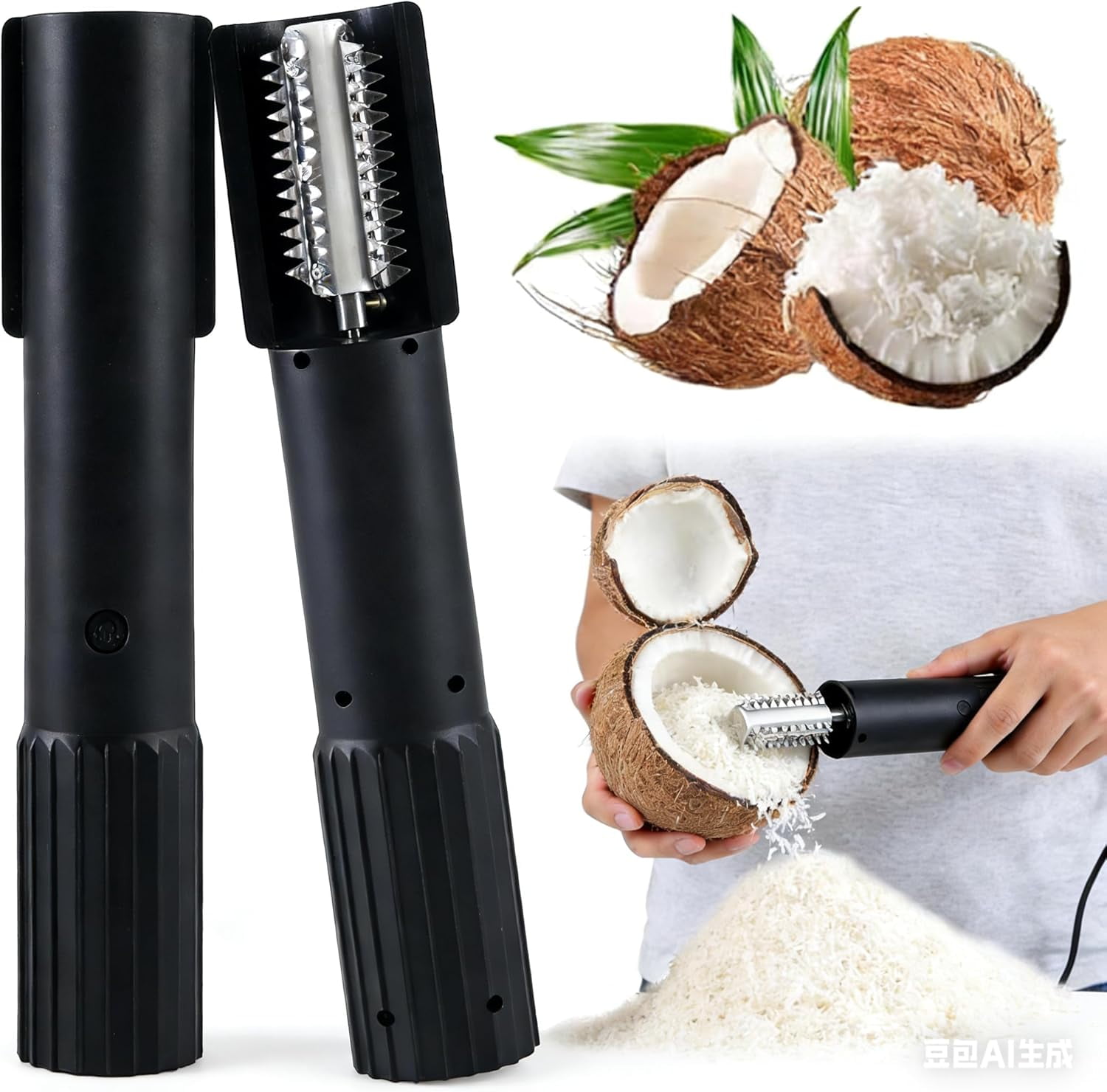 Electric Coconut Grater | Portable Handheld Wireless Scraper with Anti ...