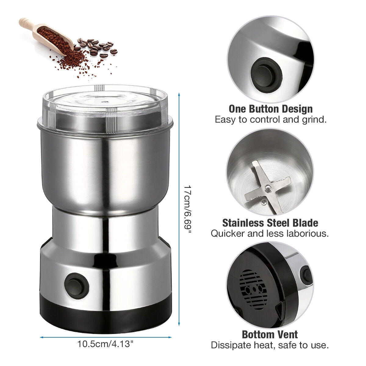 Electric Coffee Bean Grinder Nut Seed Herb Grind Spice Crusher Mill ...