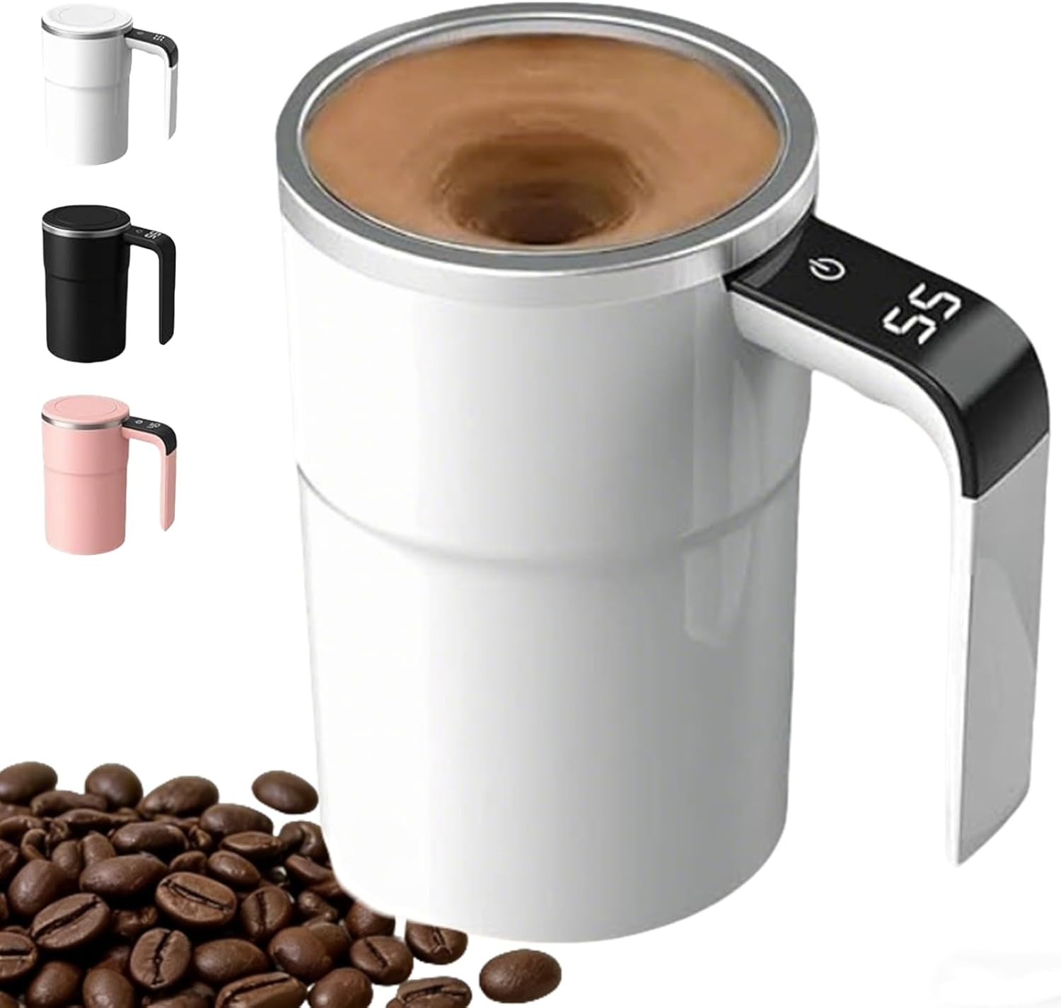 Electric Coffee Mug,13oz Smart Self-Stirring Cup with Live Temp Display ...