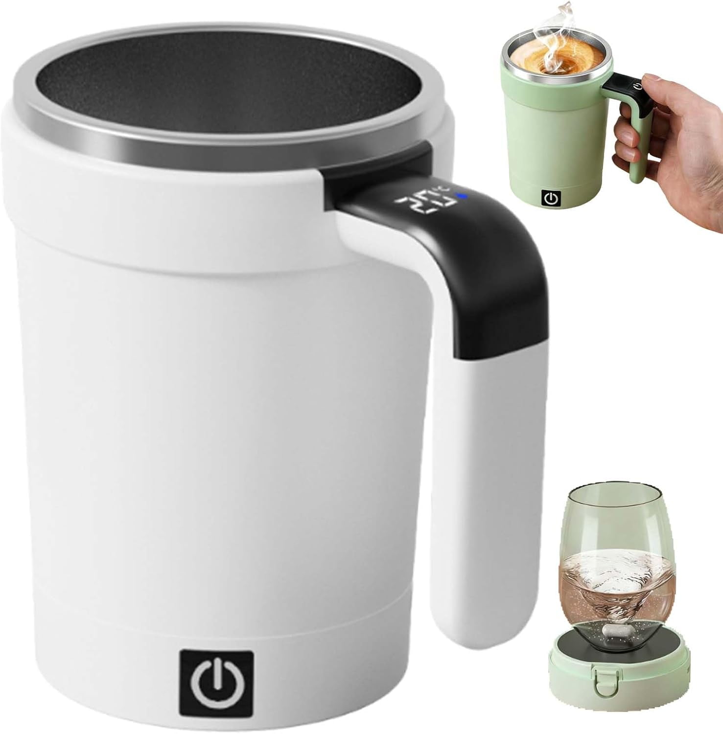 Electric Coffee Mug, Automatic Magnetic Stirring Cup with Temperature ...