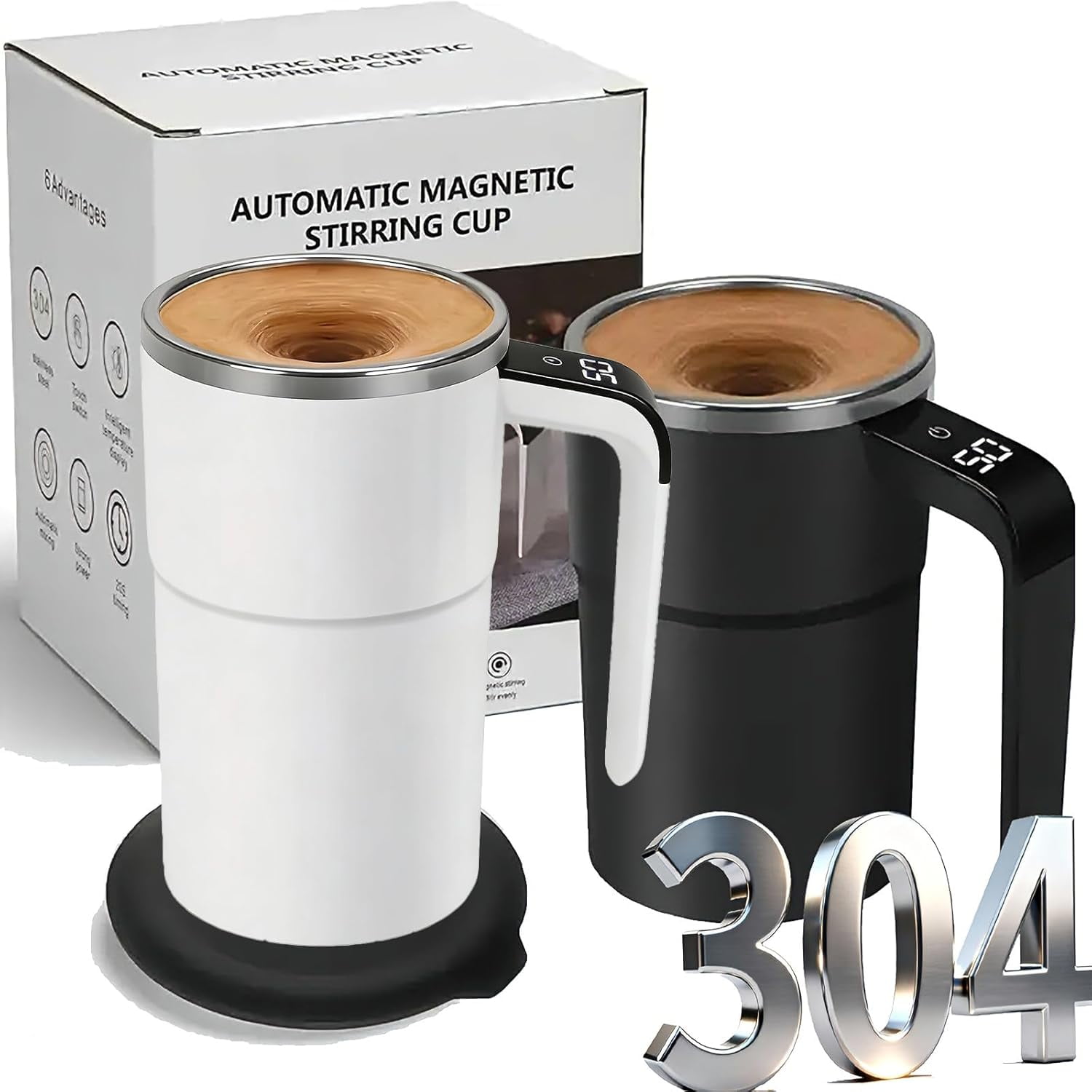 Electric Coffee Mug with Built-in Automatic Magnetic Stirrer ...