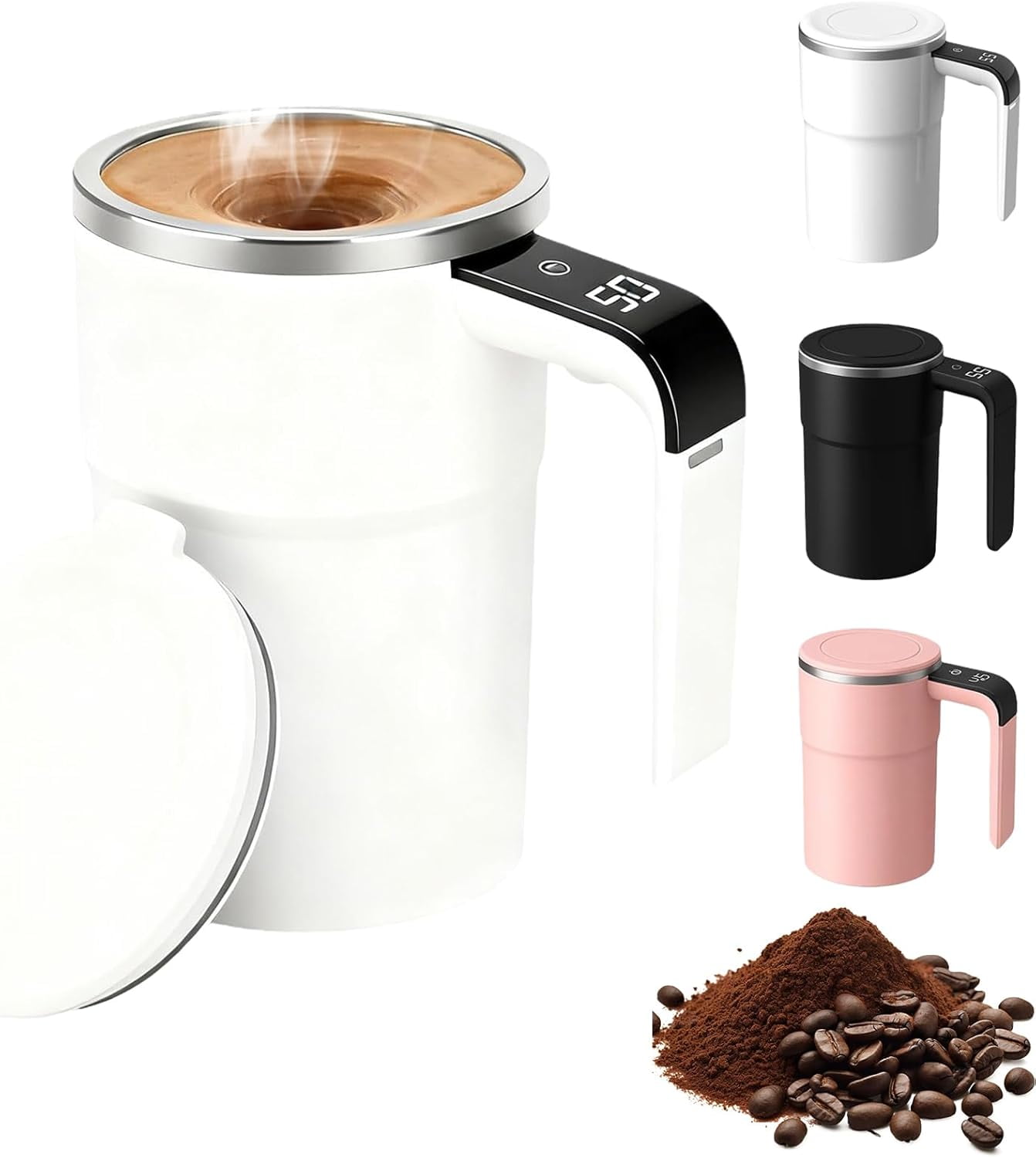 Electric Coffee Mug with A Built-in LCD Thermometer, 2026 Upgraded ...