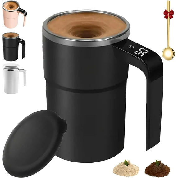 Electric Coffee Mug,Smart Auto-Stirring Cup with LCD Temp Display ...