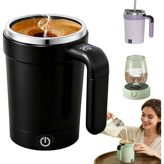 Electric Coffee Mug with Built-in LCD Thermometer, Self Stirring ...
