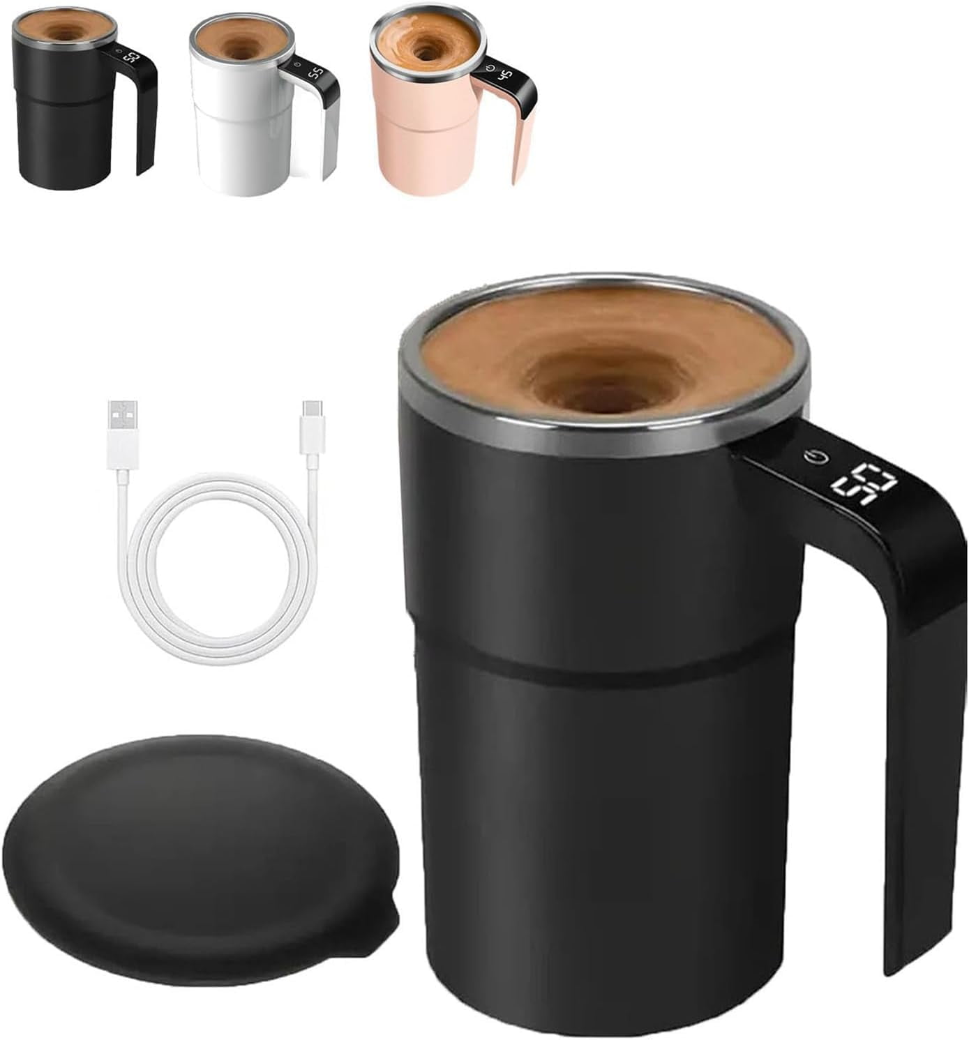 Electric Coffee Mug with a Built-in LCD Thermometer, Electric Automatic ...