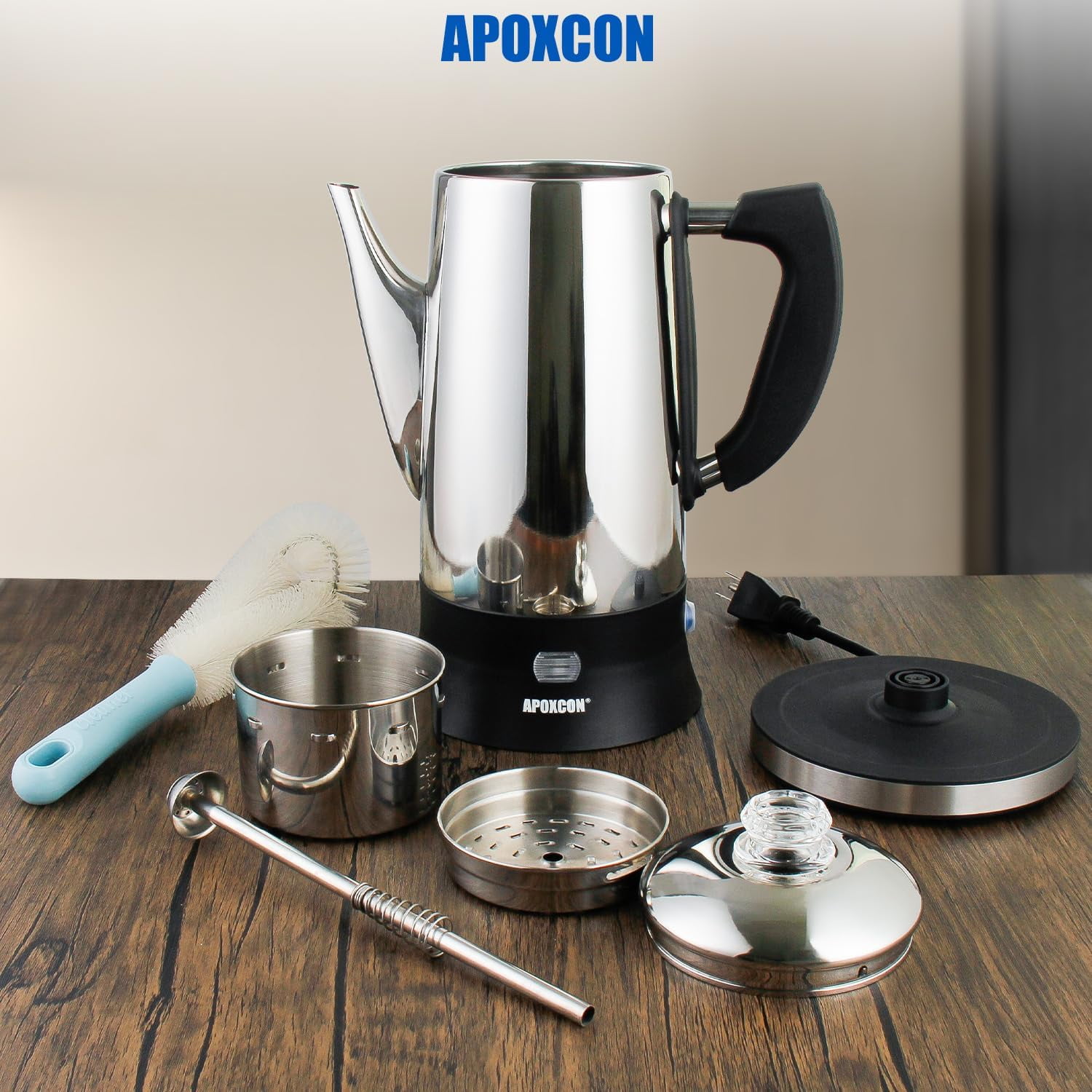 Electric Coffee Percolator Stainless Steel Coffee Maker with Clear Brew ...