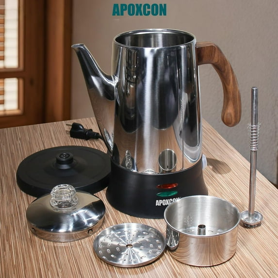 Electric Coffee Percolator Stainless Steel Coffee Maker with Two Heat ...