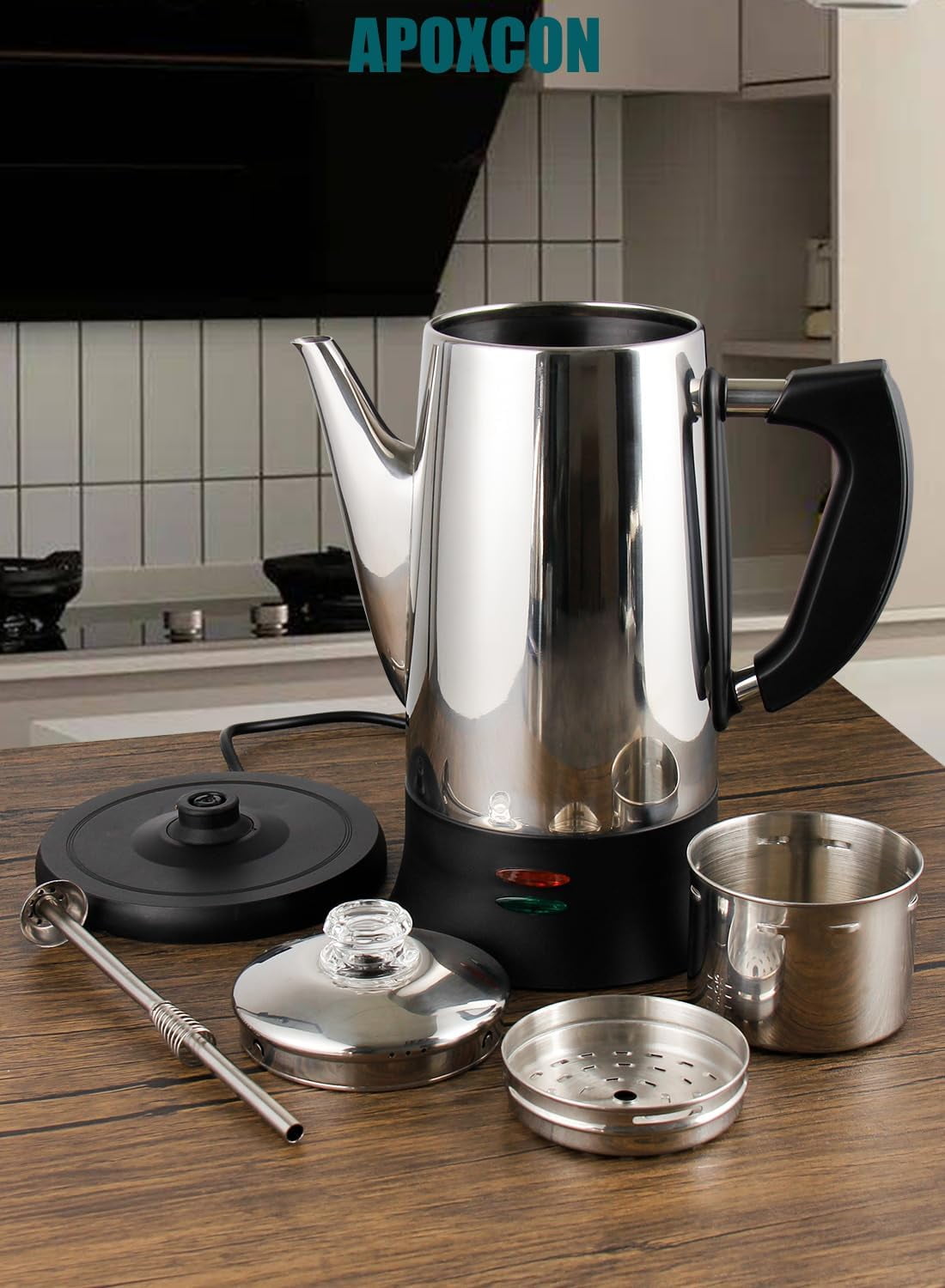 Electric Coffee Percolator Stainless Steel Coffee Maker with Two Heat ...