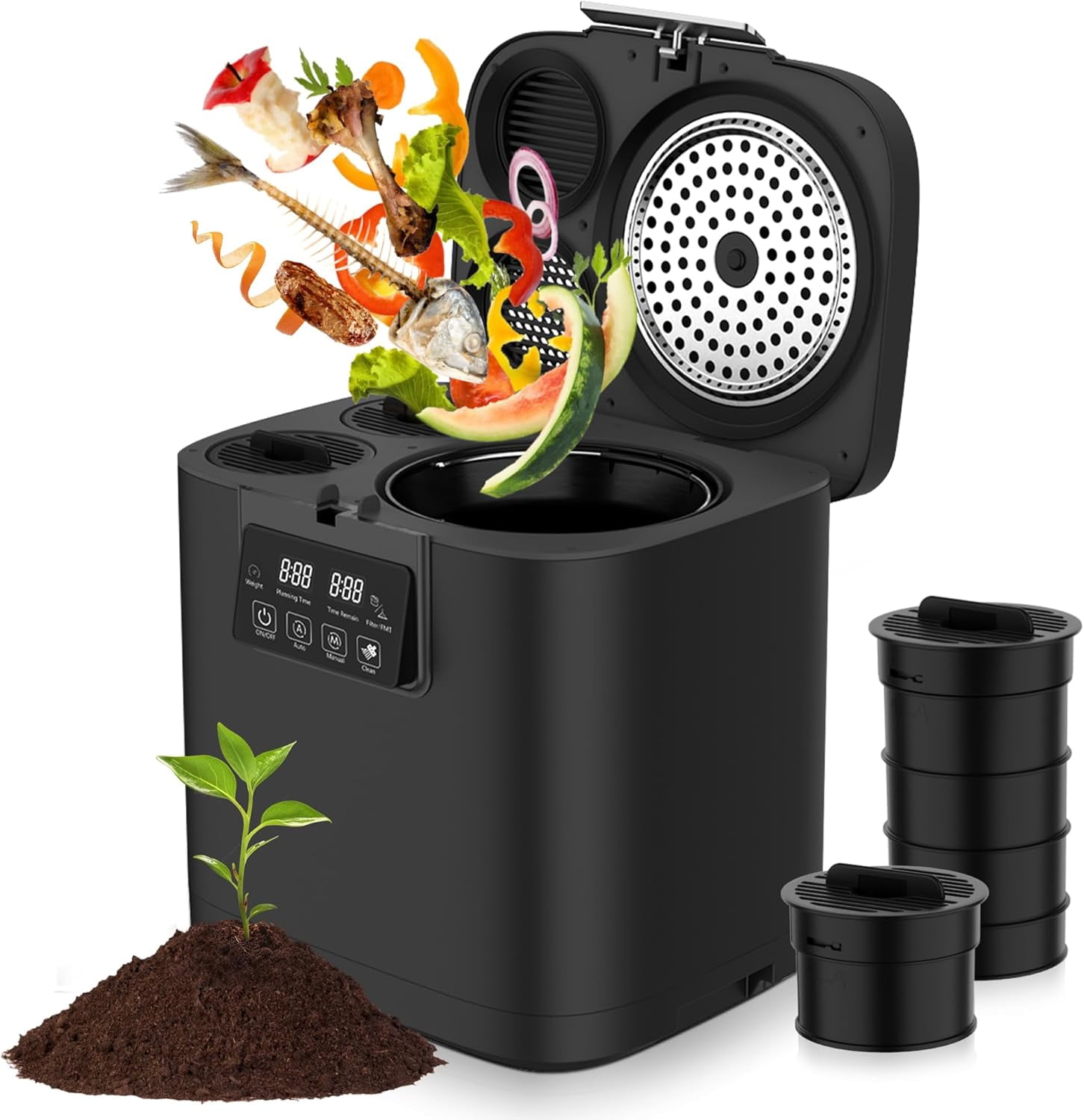Electric Compost Bin Kitchen 4L Capacity Composter Bins Outdoor Indoor ...