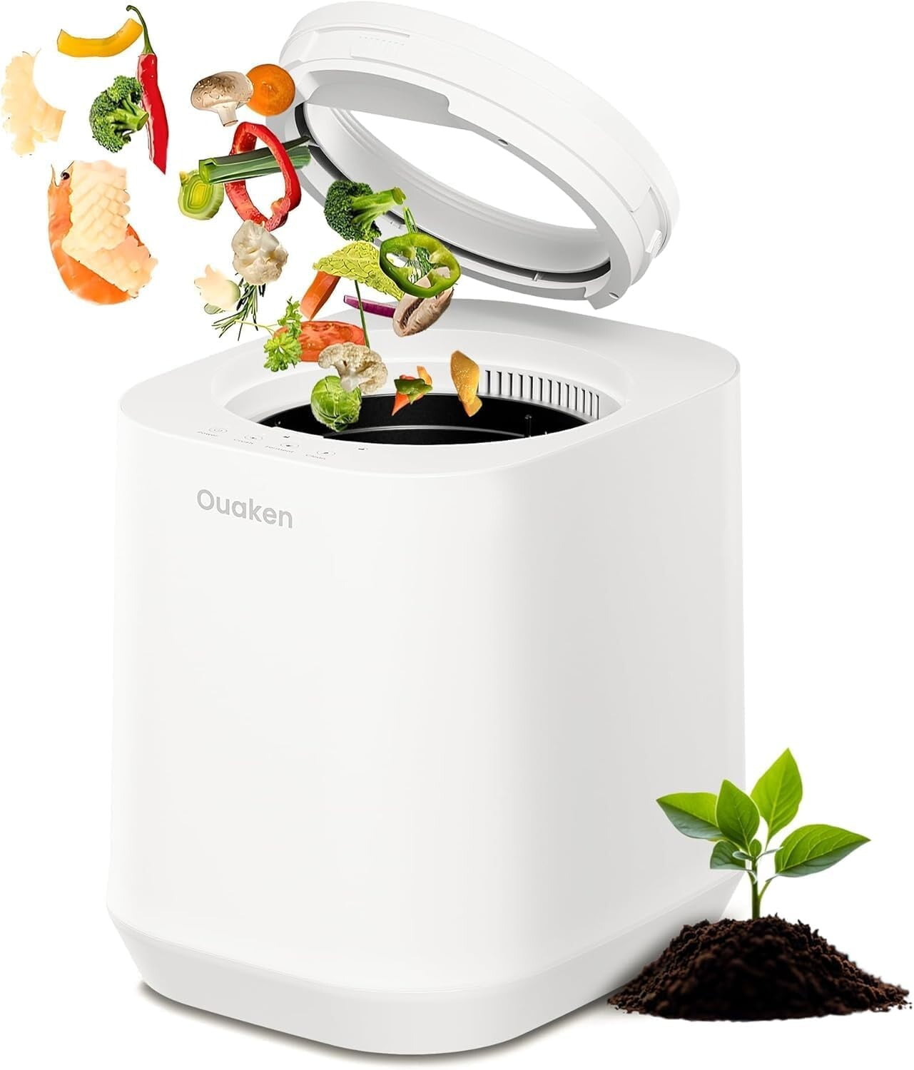 Ouaken 4L Electric Composter for Kitchen, Smart Countertop Compost Bin ...